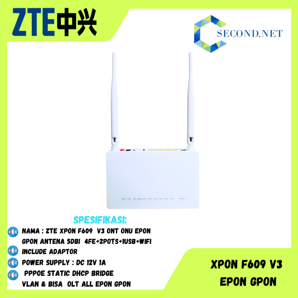 Zte XPON MODEM F609 V3 XPON EPON GPON 1G 4FE 1 SUPPORT ANTENNA OMCI ...