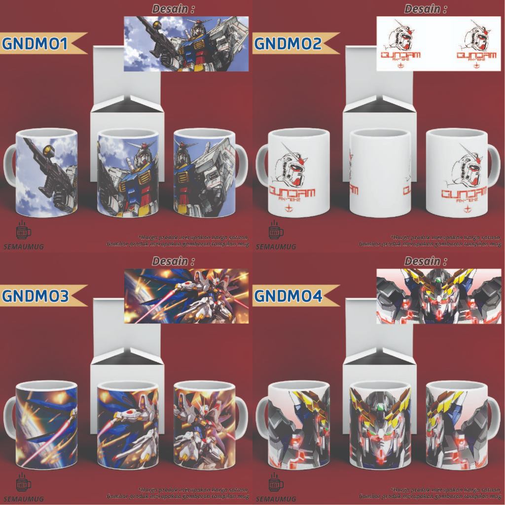 Mug GUNDAM GIFT ANIME HAMPERS CUSTOM PRINTED CUP GLASS SEMAUMUG ...