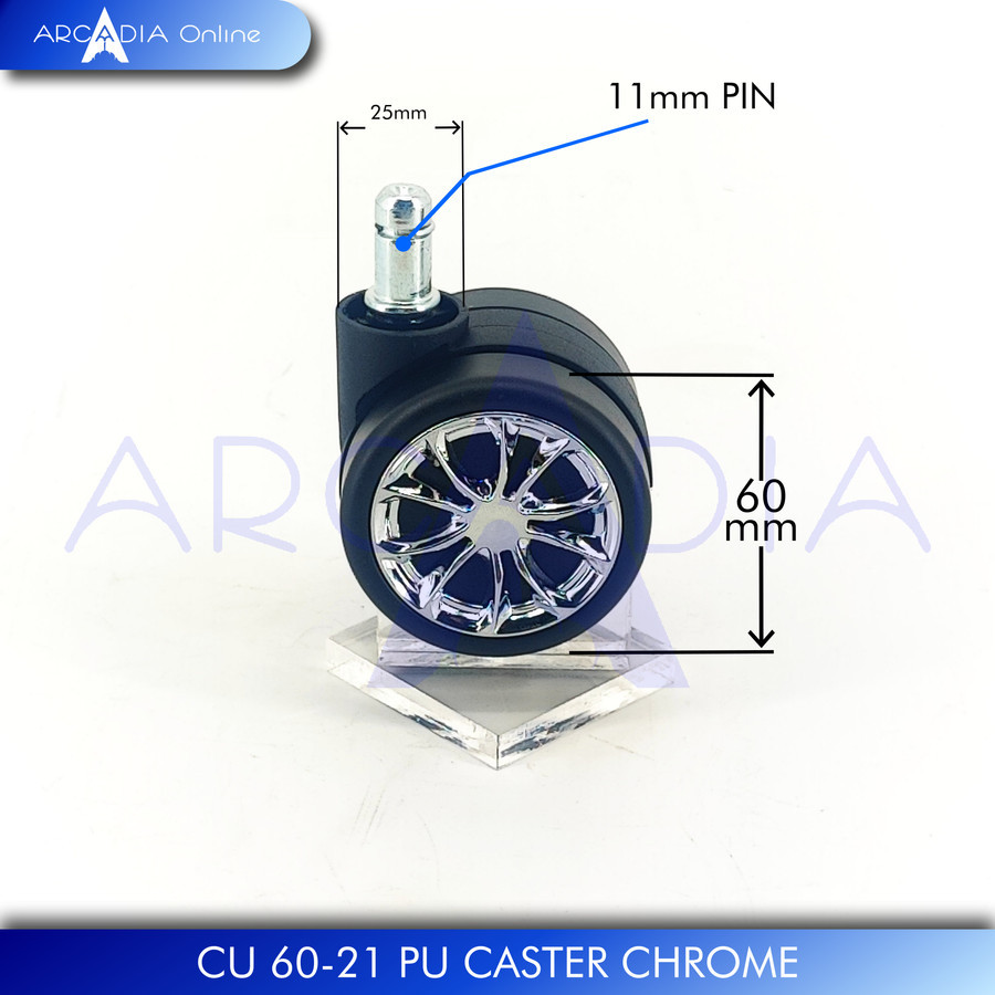 Cu60-21 Office Caster Chair Wheels PU Wheel 60mm Chrome | Shopee Malaysia