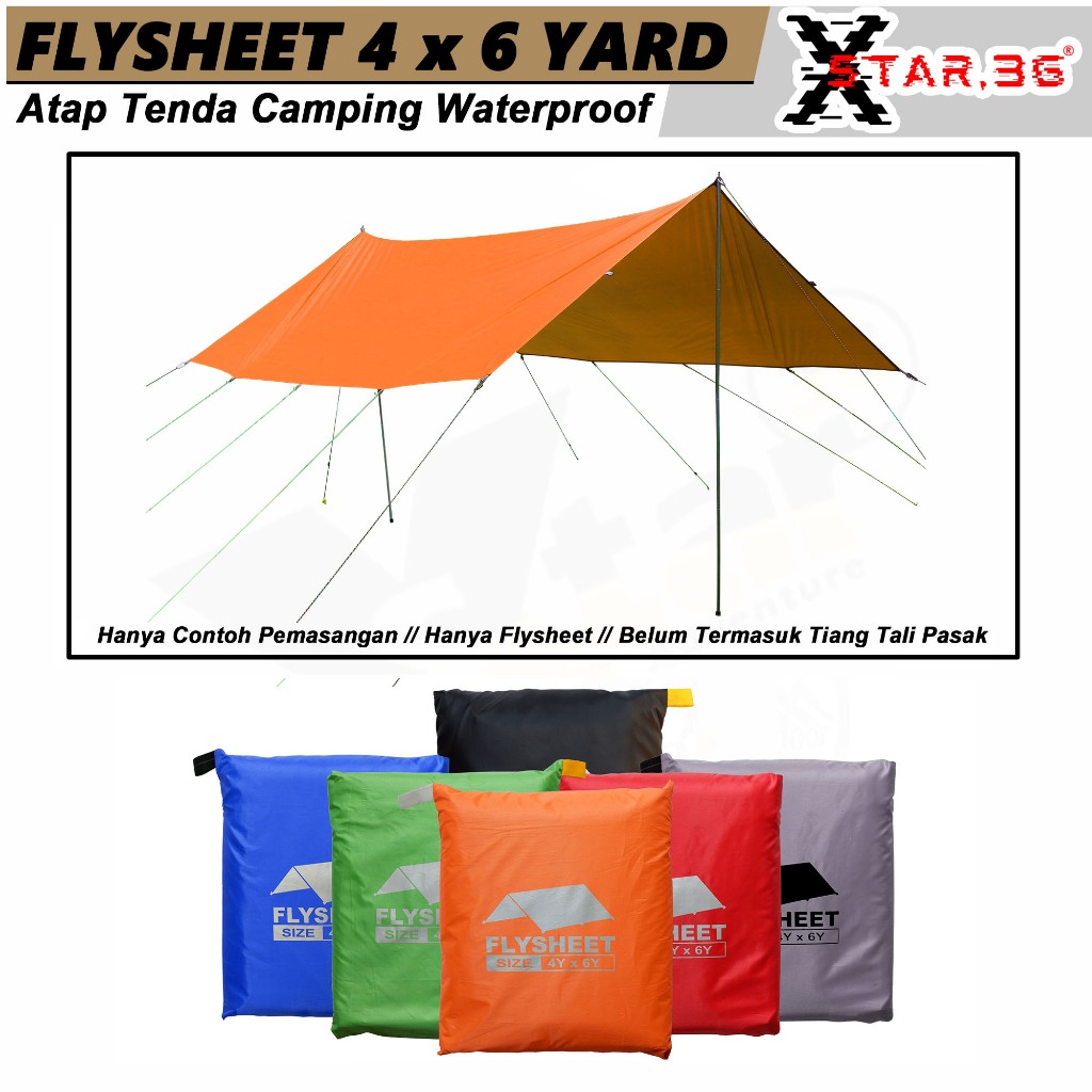 TENDA Outdoor tent flysheet 4 x 6 yards waterproof camping tent roof ...