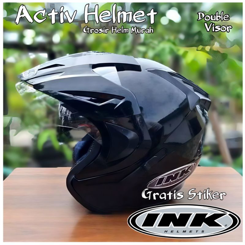 Ink Double Visor Half face Helmet Real pict SNI | Shopee Malaysia
