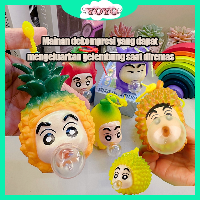GANTUNGAN Yoyo Bubble Keychain Crayon Shinchan Fruit Series Durian ...
