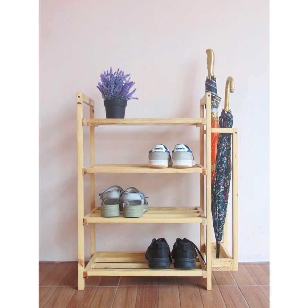KAYU Dutch Teak Wood Shoe Rack and Umbrella Holder | Shopee Malaysia