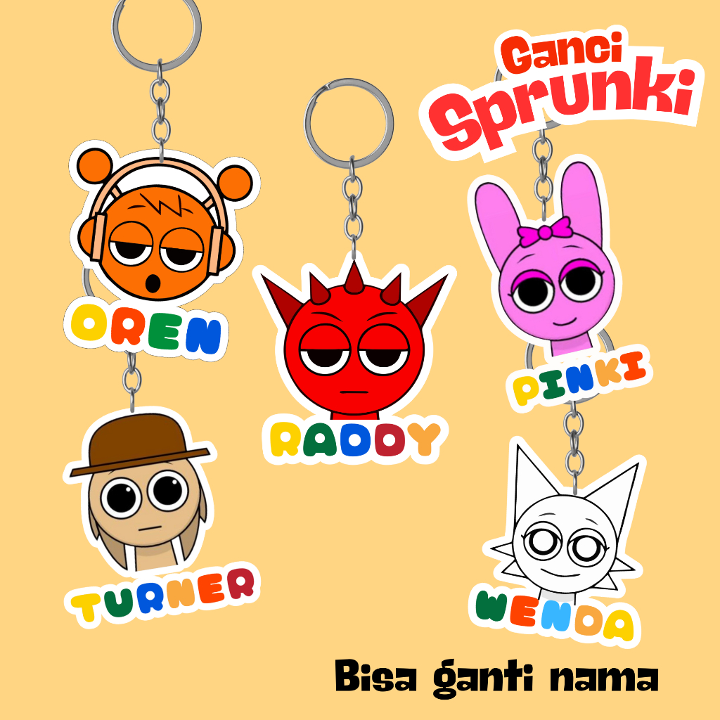 GANTUNGAN Uv Acrylic Keychain 2 Sides Premium Laser Cutting Sprunki ...