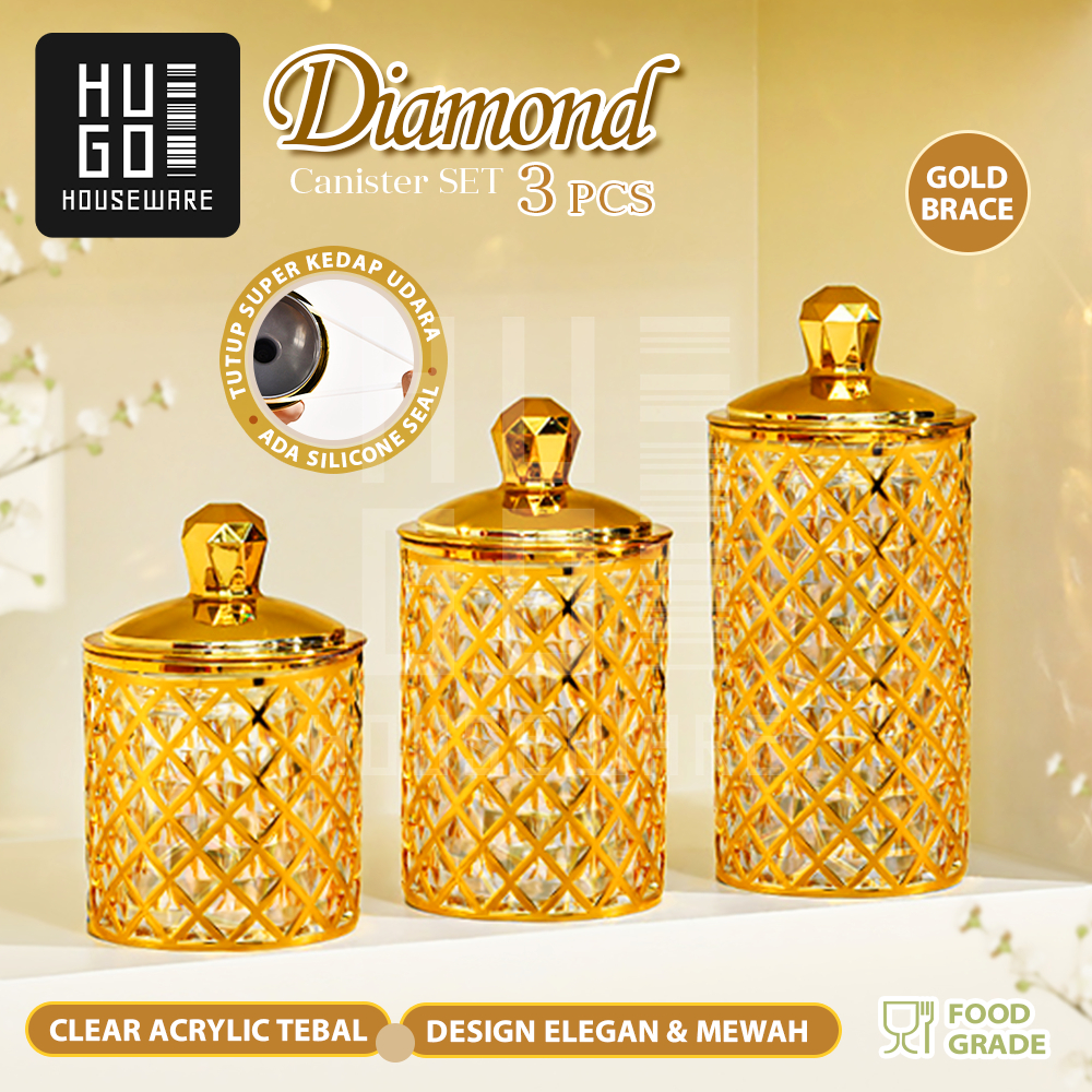 Hugo Eid Cake Jar Set 3 Pcs Luxury Gold Accent Cake Storage Jars Snack ...