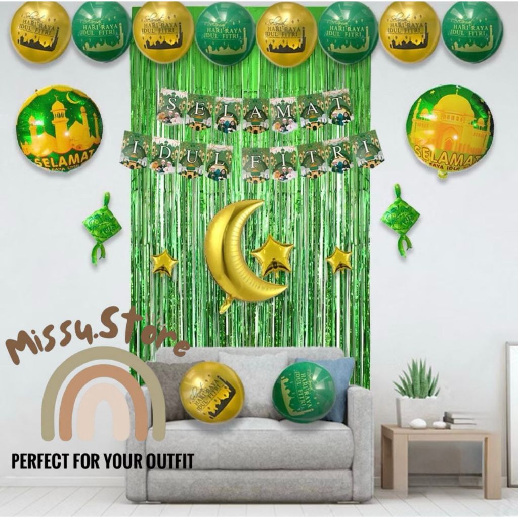 [PACKAGE] Eid Balloon Decoration BANNER MUBARAK CURTAIN Ramadhan Eid Al ...