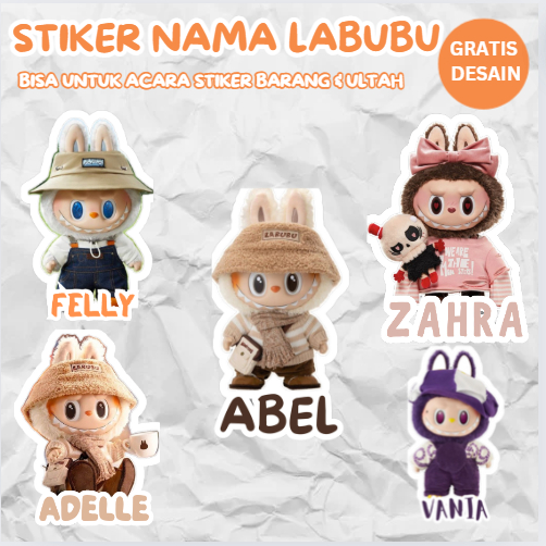 (FREE Custom) LABUBU birthday stickers/ goods stickers/ LABUBU name ...
