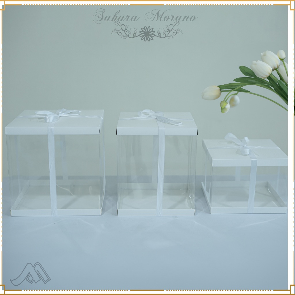 Transparent Mica Cake Box Cake Box Ribbon Cake Box Cake Box | Shopee ...