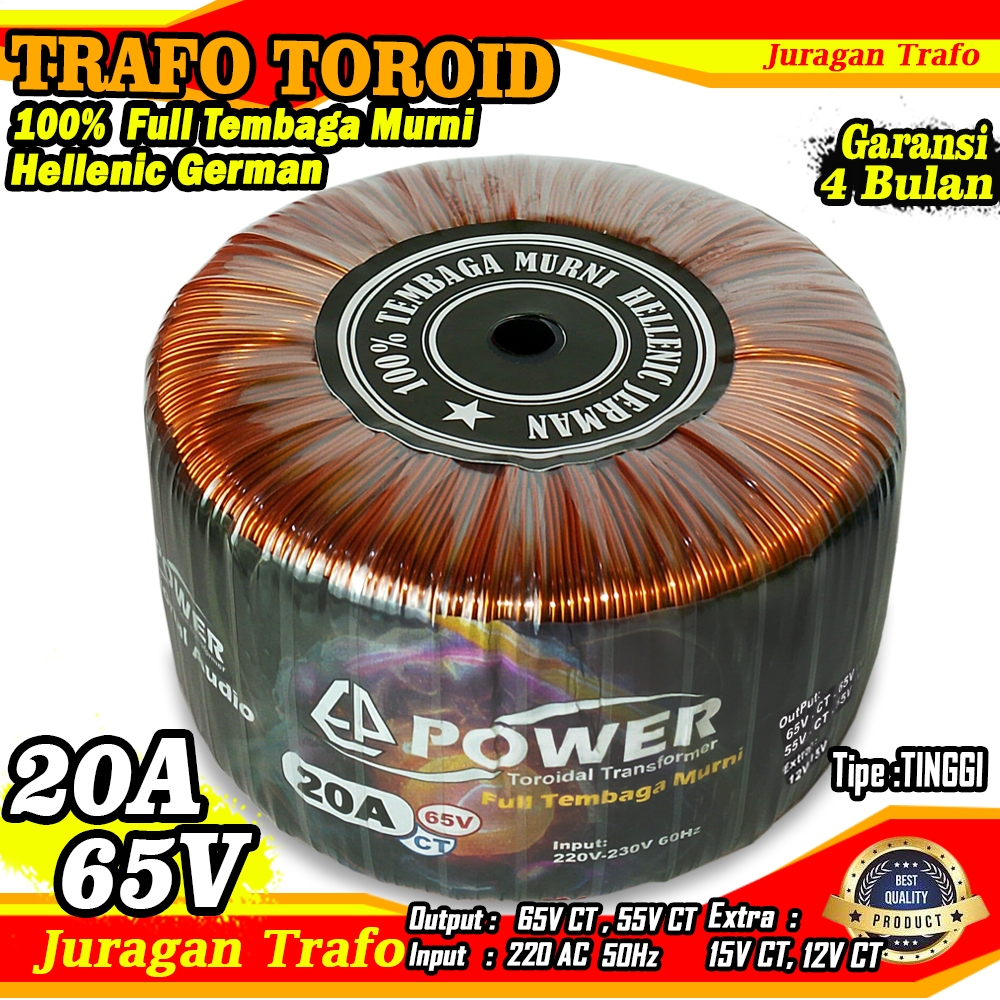 Powertoroidal Toroid Transformer 20A (MURNI) 65V CT 55V CT | Pure 20A Toroid Transformer, HIGH ...