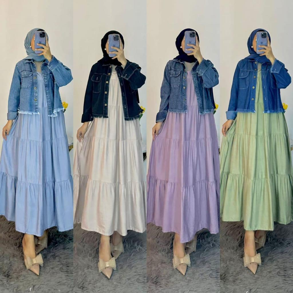 KEZIA SET 2IN1 - INER LINEN OUTER DENIM JEANS (INER&OUTER) | Shopee ...