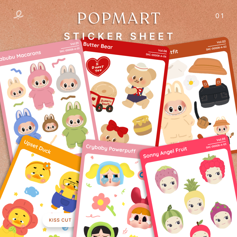 Popmart sheet Sticker | Pumpkin | Cry Baby Powerpuff | Duck Upset ...