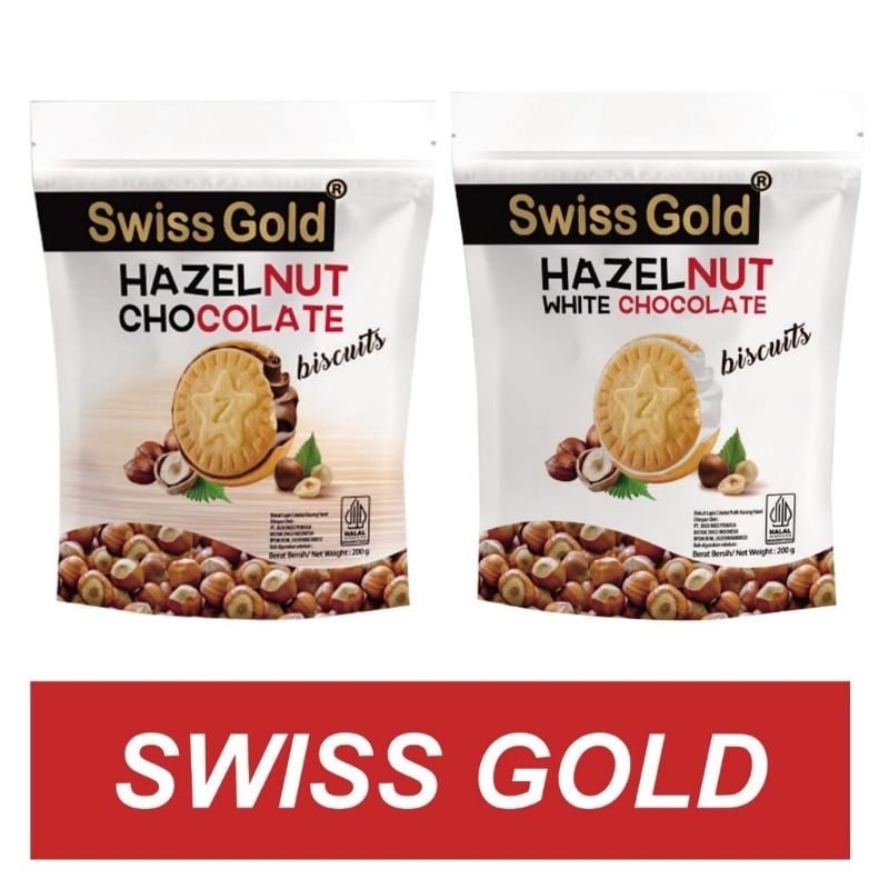 Swiss Gold Hazelnut Biscuit/Biskuit Hazelnut Milk White Chocolate 100gr ...