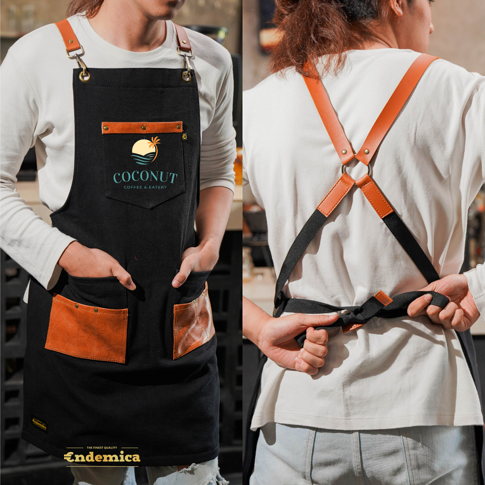 Apron Barista Apron Cafe Apron barbershop Denim & Synthetic Leather ...