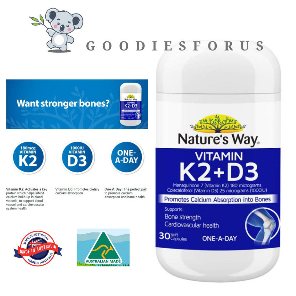 Nature's Way Vitamin K2 + D3 180mcg 30 Softgel Capsules/Vitamin D3 K2 | Shopee Malaysia