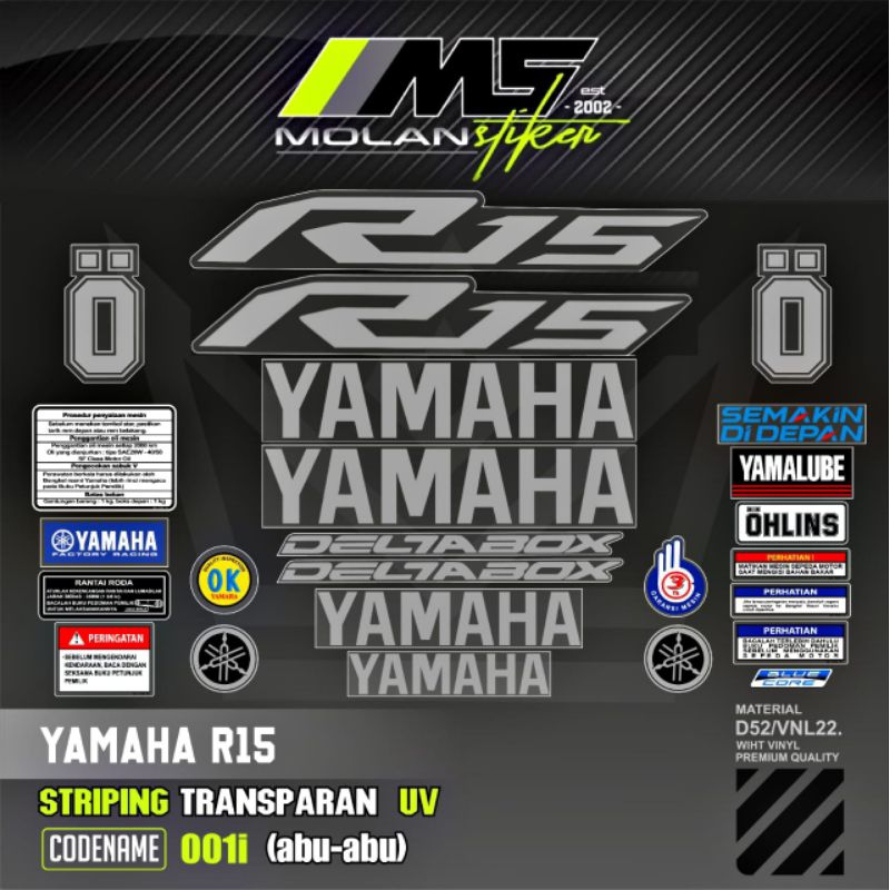 Sticker Striping Transparent Variation Uv Yzf R15 V3 R15M All New ...