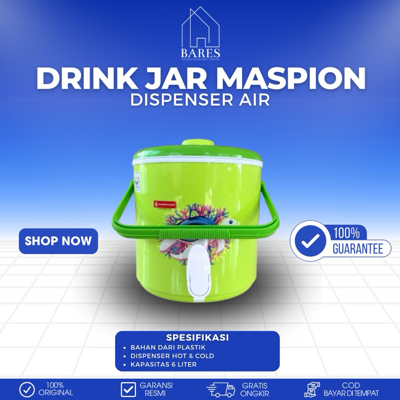 Maspion Hot and Cold Drinking Water Container 6 Liter Drink Jar Plastic ...