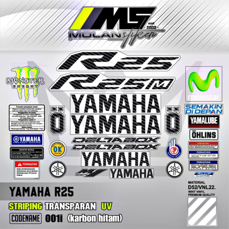 Sticker Striping Variations Transparent Uv Yzf R25 R25M R25 V1 R25 Old ...