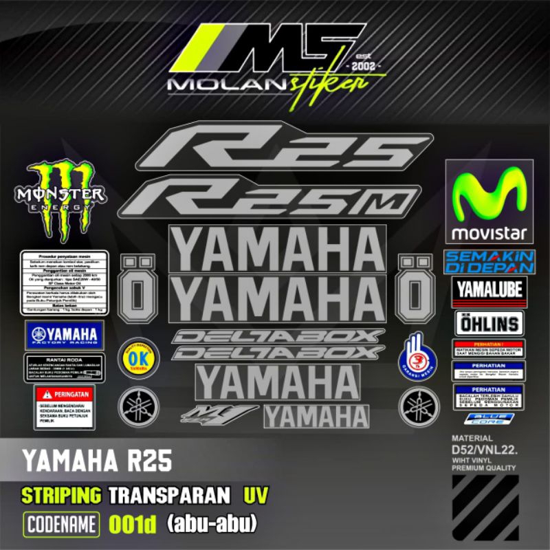 Sticker Striping Transparent Variation Uv Yzf R25 R25M R25 V1 R25 Old ...