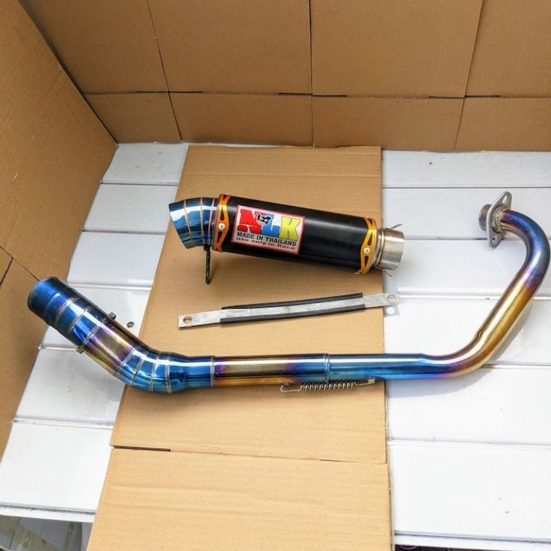 1set NLK BLACK COATING Conical open Elbow blue Exhaust pipe TM-x 155 ...