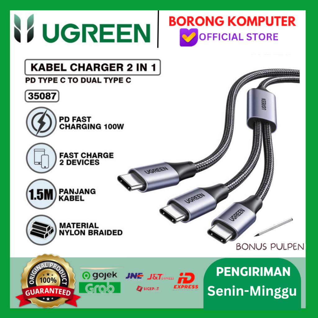 Ugreen 35087 Charger Cable 2 IN 1 PD Type C To Dual USB C Fast Charging ...