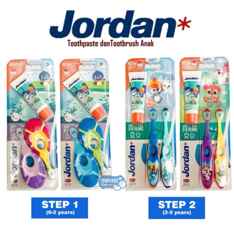 JORDAN KIDS TOOTHBRUSH step 1, step 2, step 3 free Toothpaste girl ...