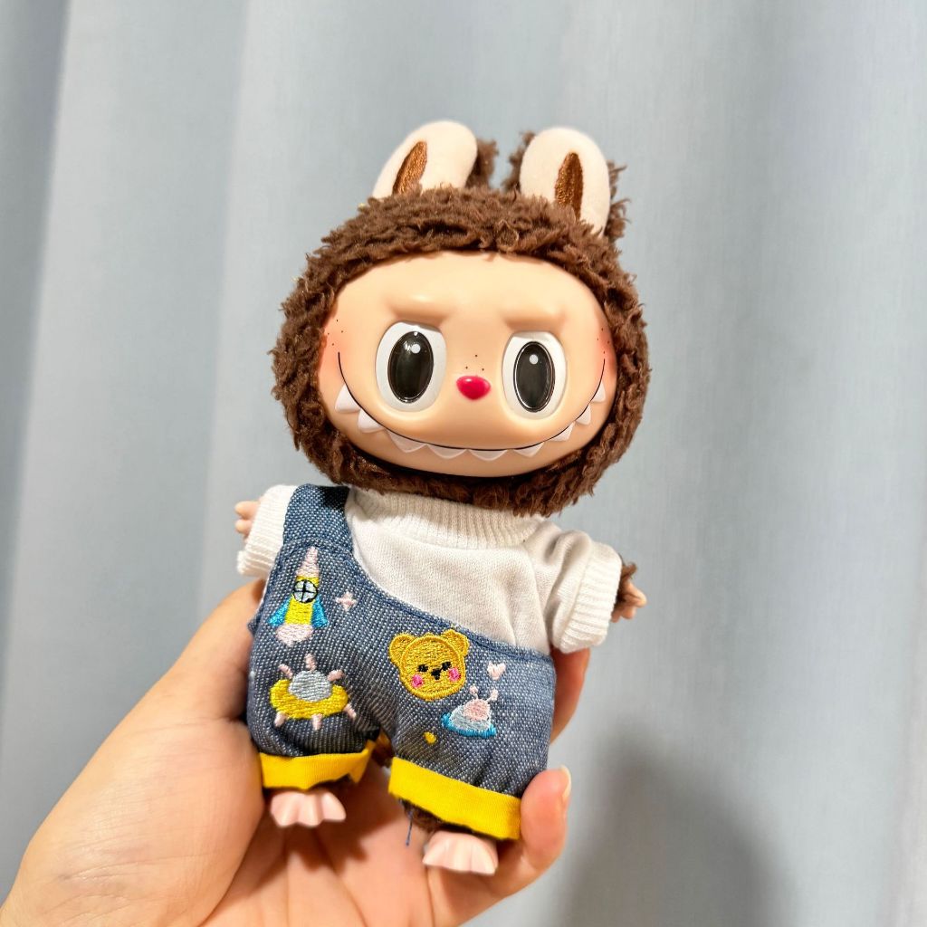 Dsi Labubu Clothes 17cm V1 and V2 "Blue White" Cute Jeans Set Smile ...