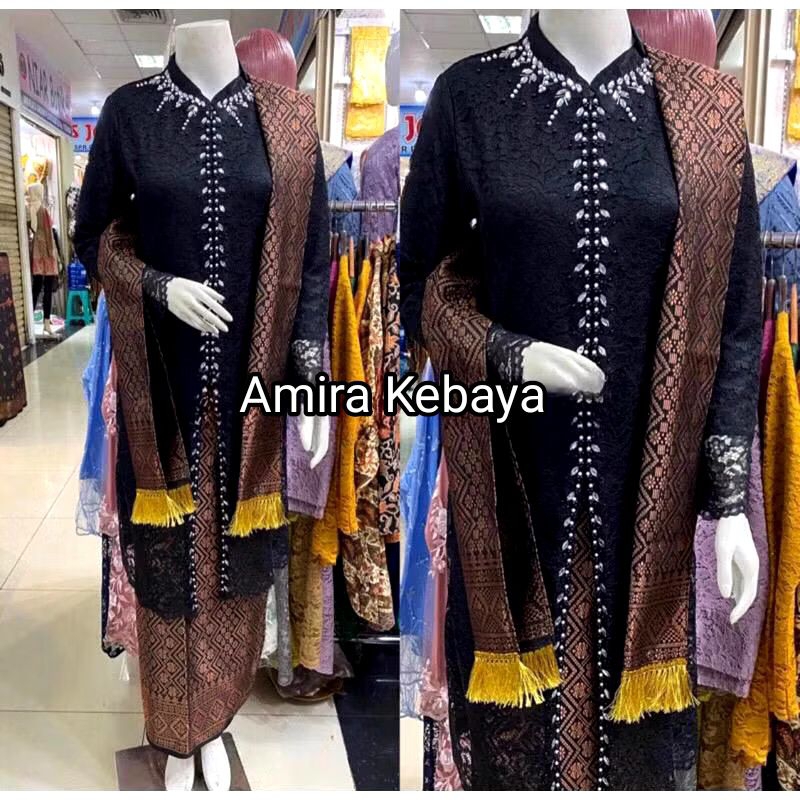 Songket Brocade Tunic Kebaya Shawl / Front Zipper Sequin Brocade Kebaya ...