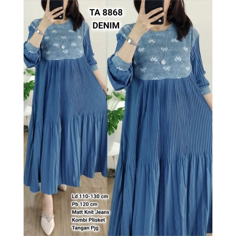Midi Dress LD 120 Knit Kombi Plisket TA 8868 TA 8961 | Shopee Malaysia