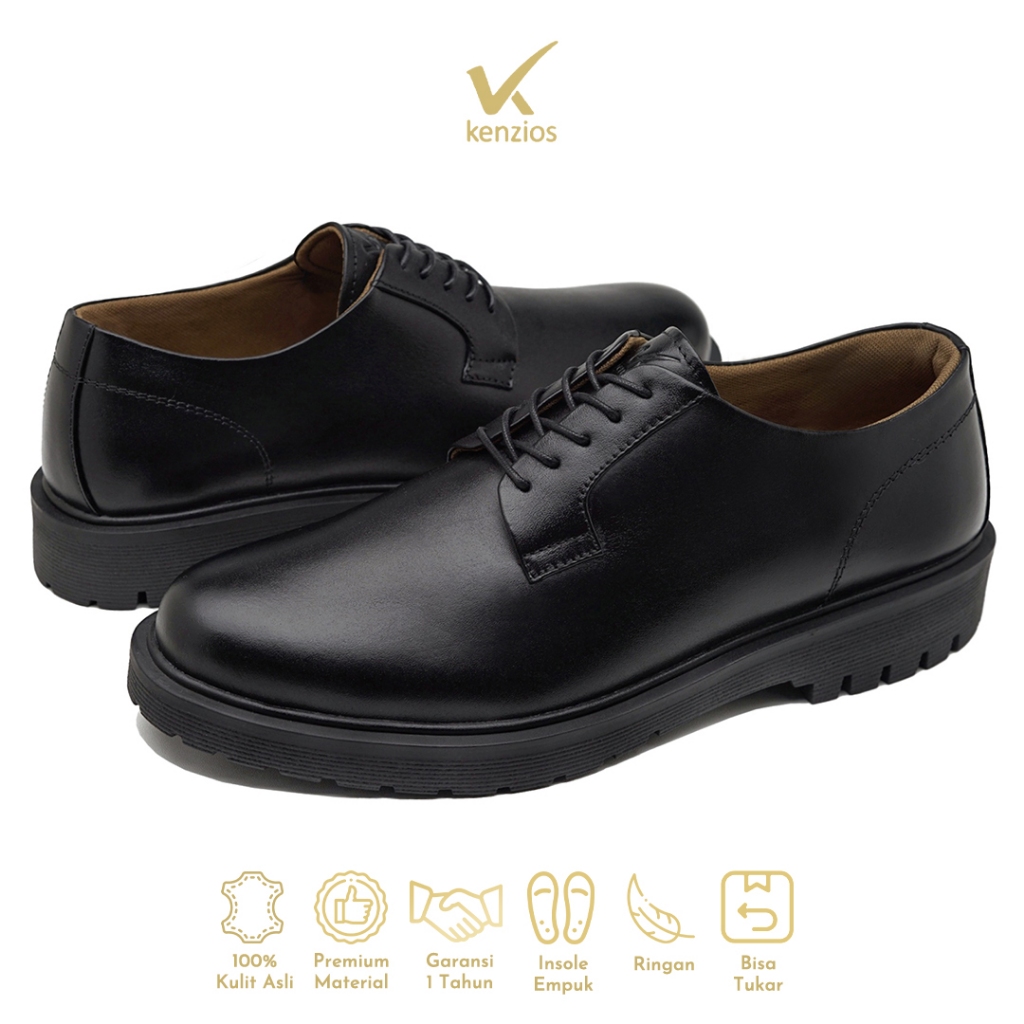 Kenzios Plato High Black Series Genuine Leather Men's Formal Shoes ...