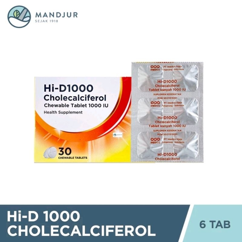 Hi-d1000 CHOLECALCIFEROL - VITAMIN D3 1000IU 1 STRIP 6 CHEWABLE TABLETS ...