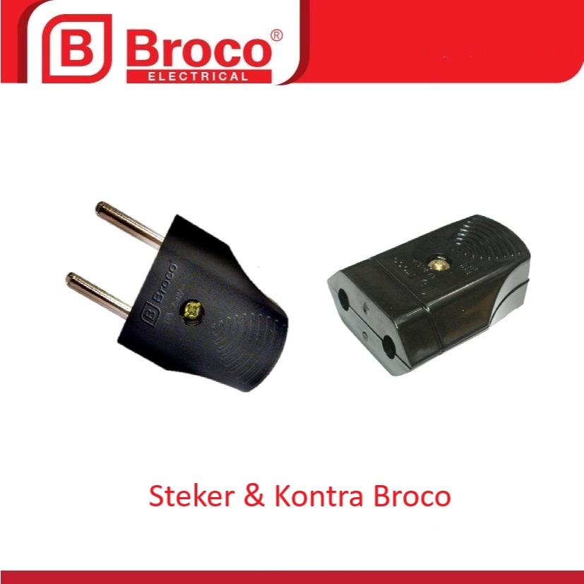 HITAM Broco Black Flat Plug BROCO/Cons Flat Plug BROCO Black SNI Two ...