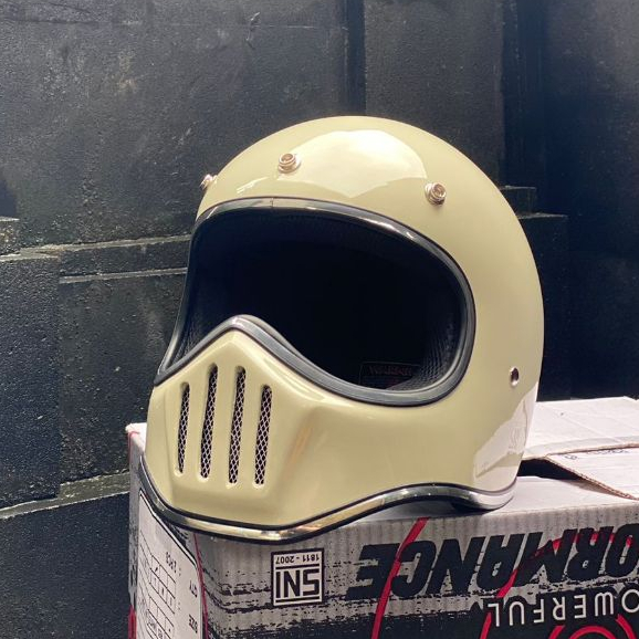 Original Cakil Retro Cream Helmet | Shopee Malaysia
