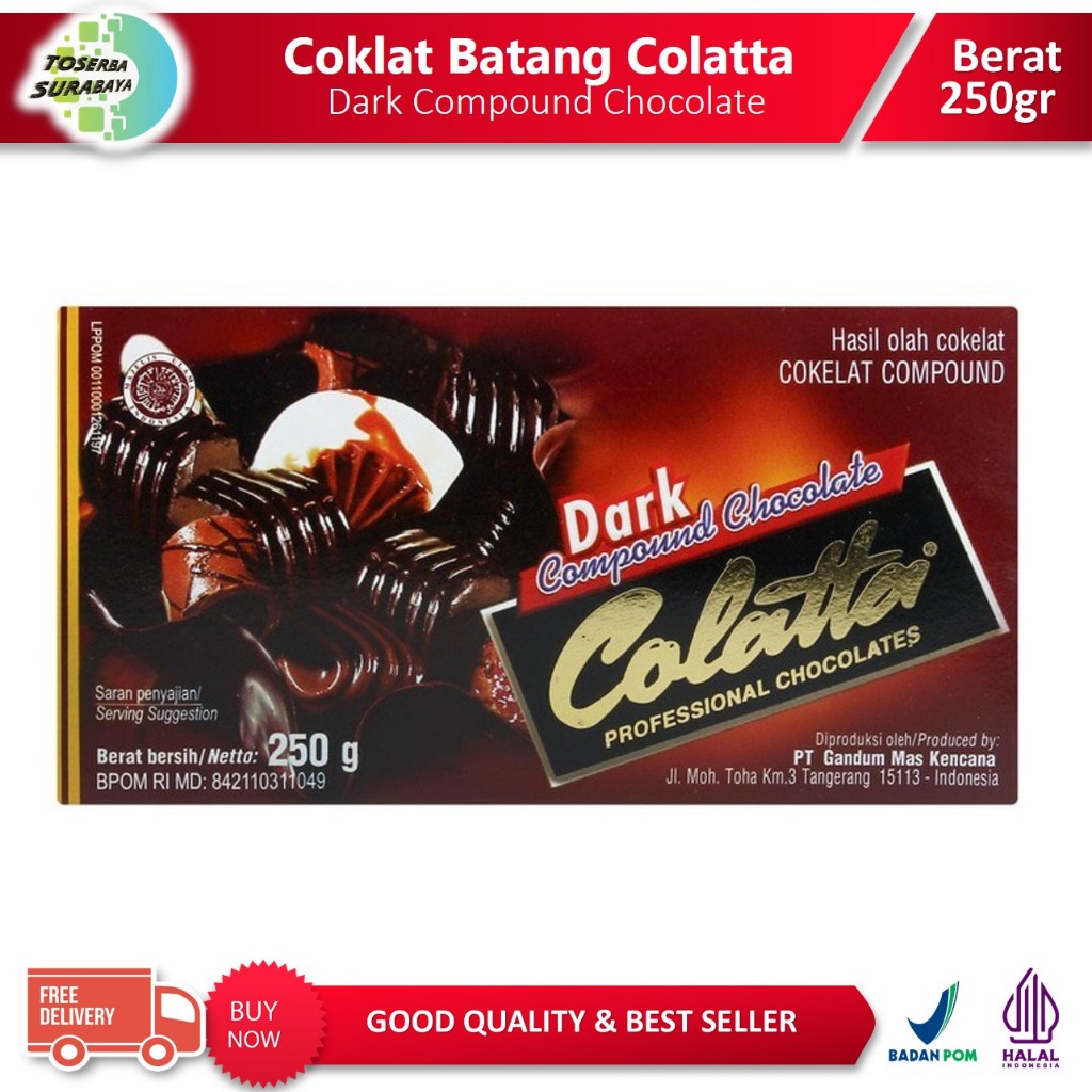 Colatta Dark Chocolate Compound Chocolate Bar 250gr / Colatta DCC ...