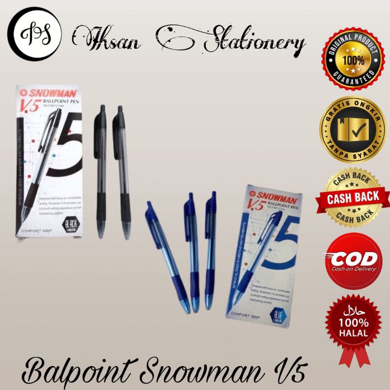 Snowman V5 Ballpoint Contains 12 Pcs (1 Dozen) | Shopee Malaysia
