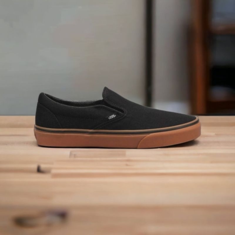 HITAM Vans slop men's SLIP-ON shoes black brown / men's SLIP-ON shoes ...