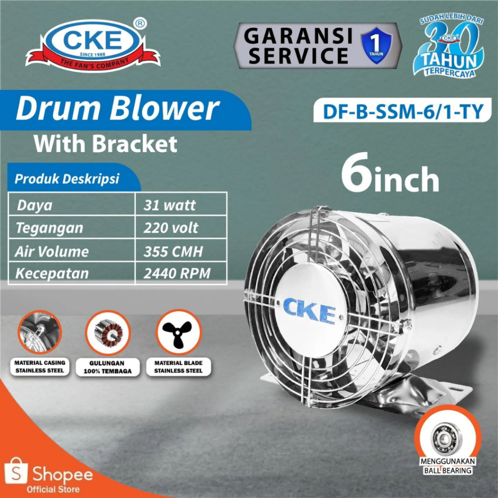 Cke Drum Blower 6" Inch Mini Inline Duct Fan Metal Stainless / Air ...