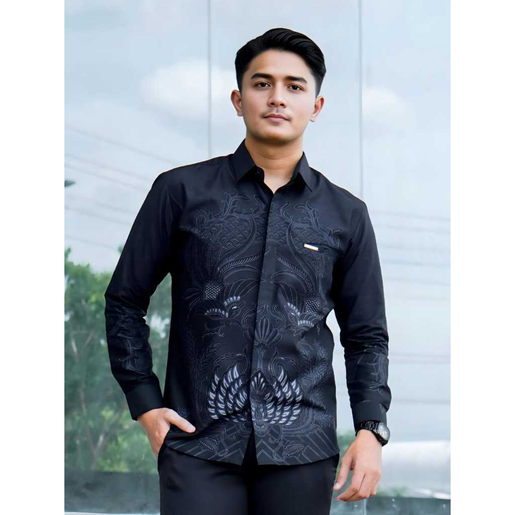 KEMEJA Men's Batik Shirt Long Sleeve PUSOKO Batik Marta Pattern ML XL ...