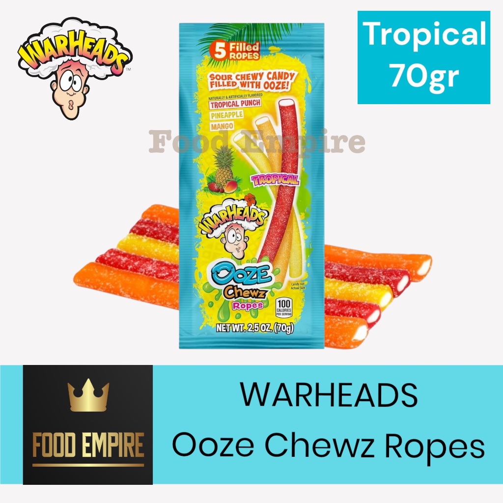 Warheads Ooze Chewz Ropes Tropical 70 gr | Sour Chewy Candy Filled with ...