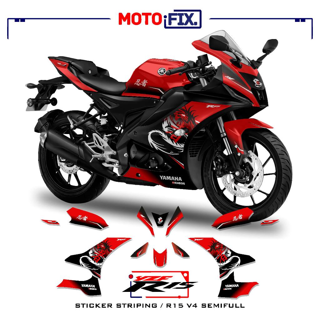 Striping YAMAHA R15 V4 / MOTIF 2 / STICKER / STOCK DECAL / SEMIFULL ...