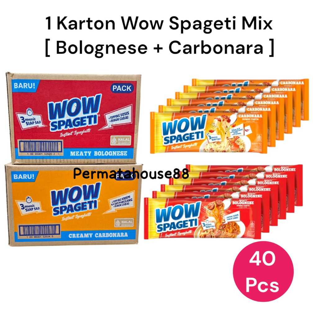 1 Box Wow Spaghetti Carbonara Bolognese Instant Spaghetti 40 Pcs | Shopee Malaysia