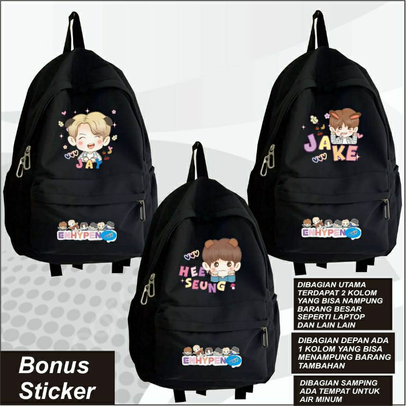 Backpack School Bag Enhypen Kpop Heeseung Jake Jay Jungwon Niki ...