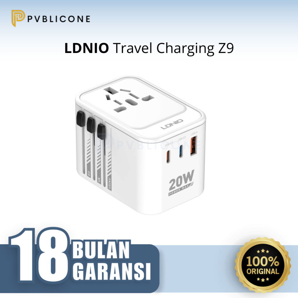 Ldnio Z9 Travel Converter Adapter Universal GaN 20W PD + QC3.0 3 USB ...