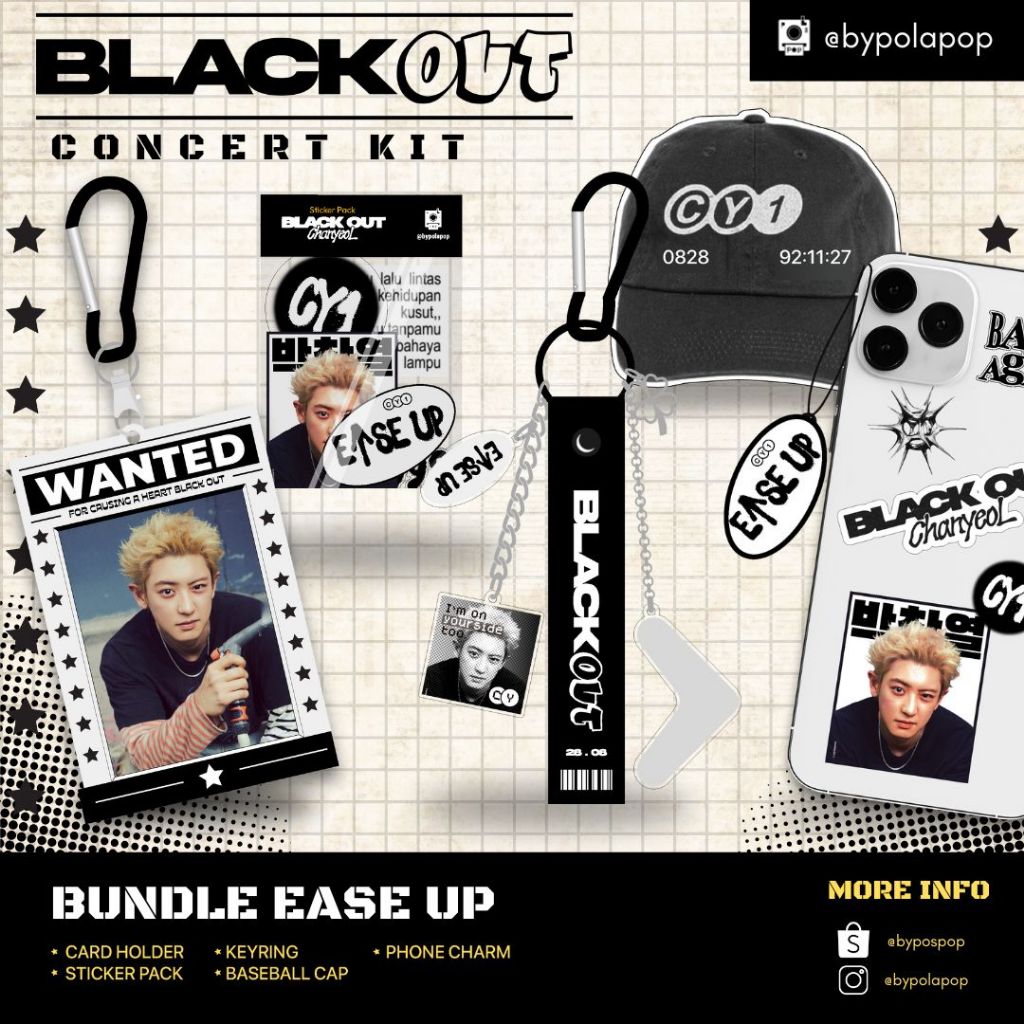 Black OUT CONCERT KIT / CHANYEOL / PHOTOCARD HOLDER / KEYRING ...