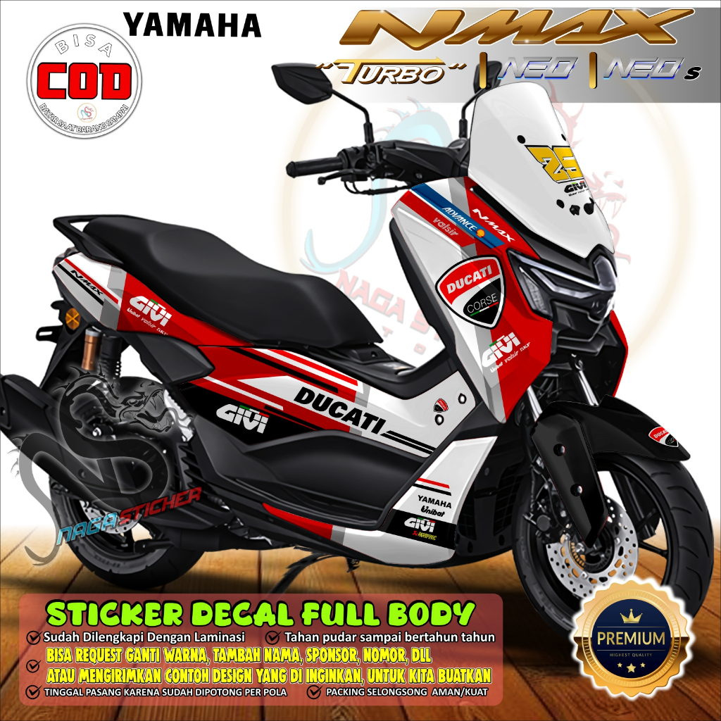 Yamaha NMAX TURBO/NEO/s Ducati Full Body Motorcycle Sticker Decal ...