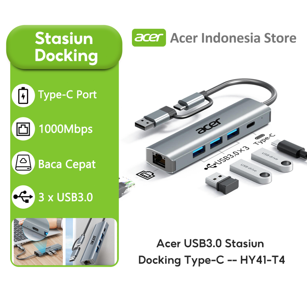 Acer 5 In 1 USB Multi-HUB Docking Station Type C USB 3.0/2.0 High-speed ...