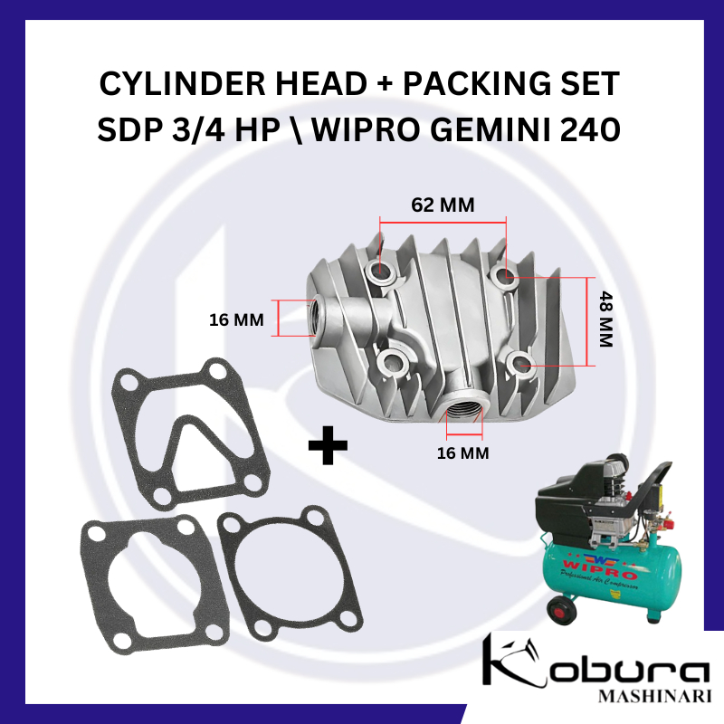 Cylinder Head + Packing Gasket Complete Set Wipro Gemini 240 Cylinder ...
