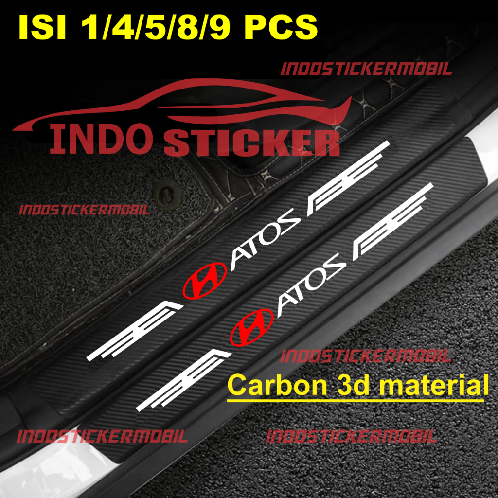 9pcs 3d carbon sill plate stickers for hyundai ATOS 3d carbon ATOS ...