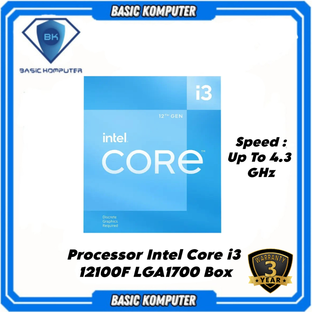 PROCESSOR INTEL CORE i3 12100F 3.3 GHz BOX SOCKET 1700 3 YEAR WARRANTY ...