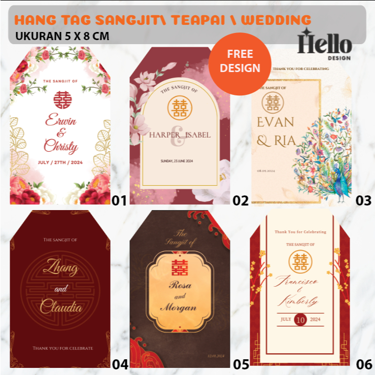 (FREE Custom) Sangjit Hangtag / Wedding / Tag / Thank You / Teapai ...