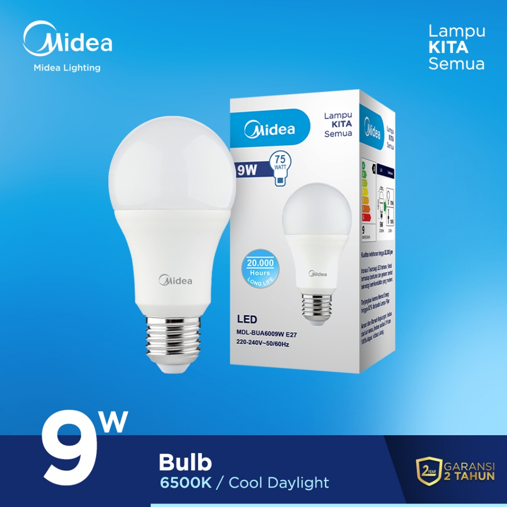 Midea Lighting - 9 Watt 6500K LED Bulb - White - Cool Daylight | Shopee ...